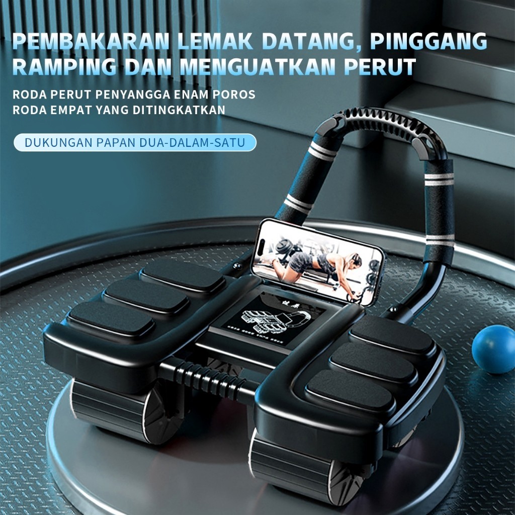 Jual 4 Wheel AB Roller With Elbow Support Plank Trainer Roda Perut Alat ...
