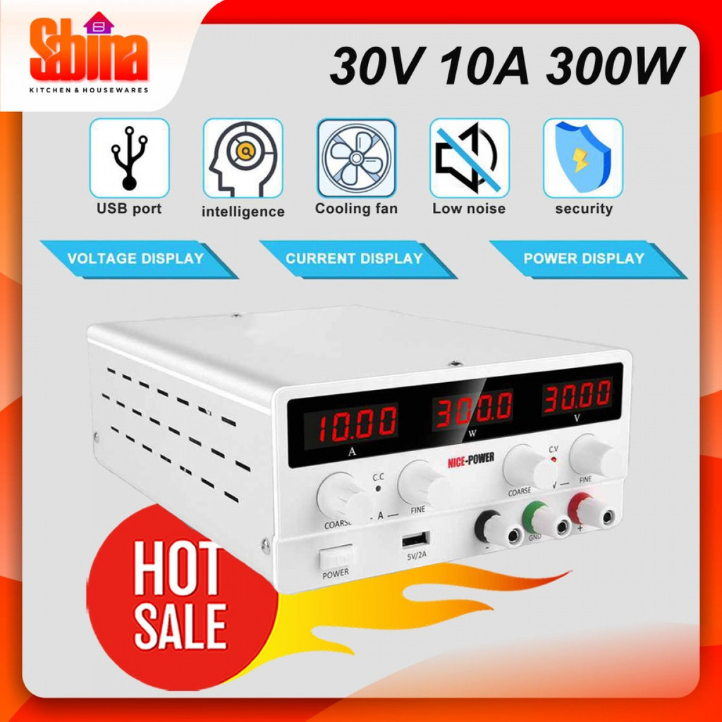 Jual Power Supply Regulated DC 30V 10A 300W Adjustable Voltage Current | Shopee Indonesia
