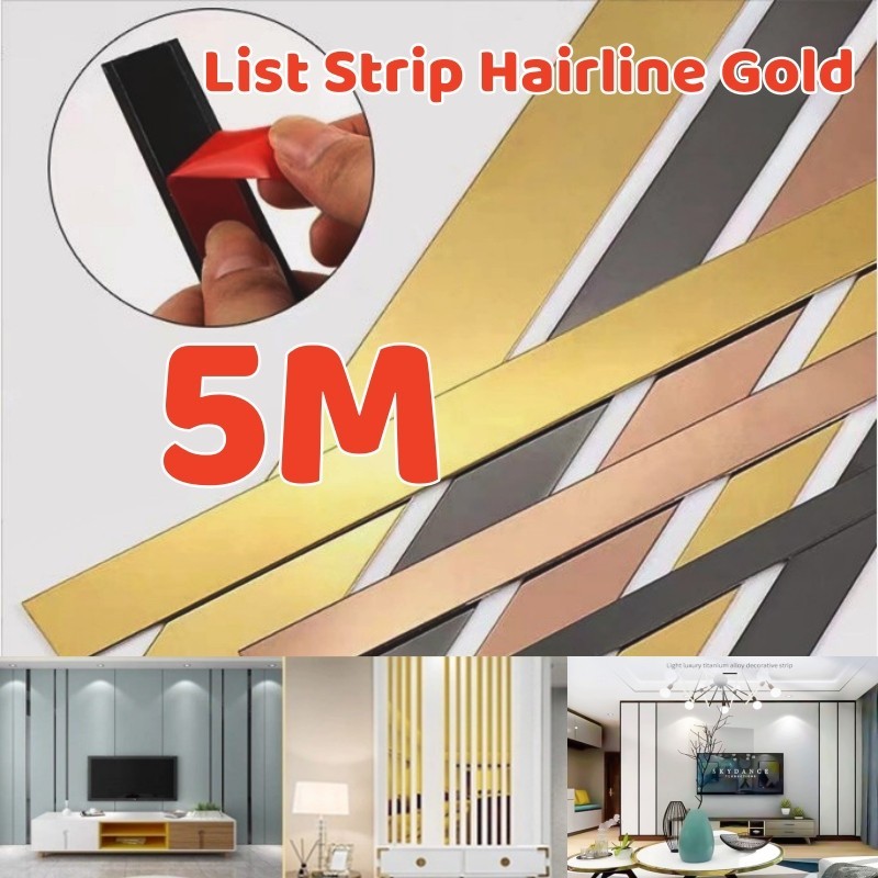 Jual 5M List Strip Hairline Gold Stiker Dekorasi Lantai Keramik Wall ...