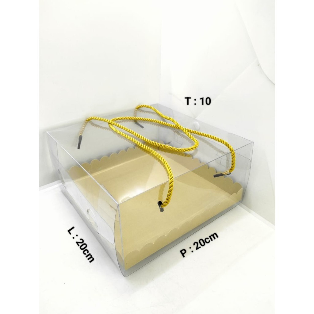 Jual 1 Pcs Box Mika Cake Tali 20X20X10 Alas GOLD APJ | Shopee Indonesia