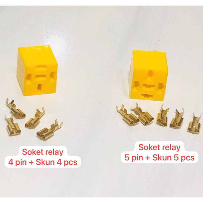 Jual Soket Relay 4 Pin Kaki - 5 Pin Kaki Komplit Skun 1 Set Kuning ...