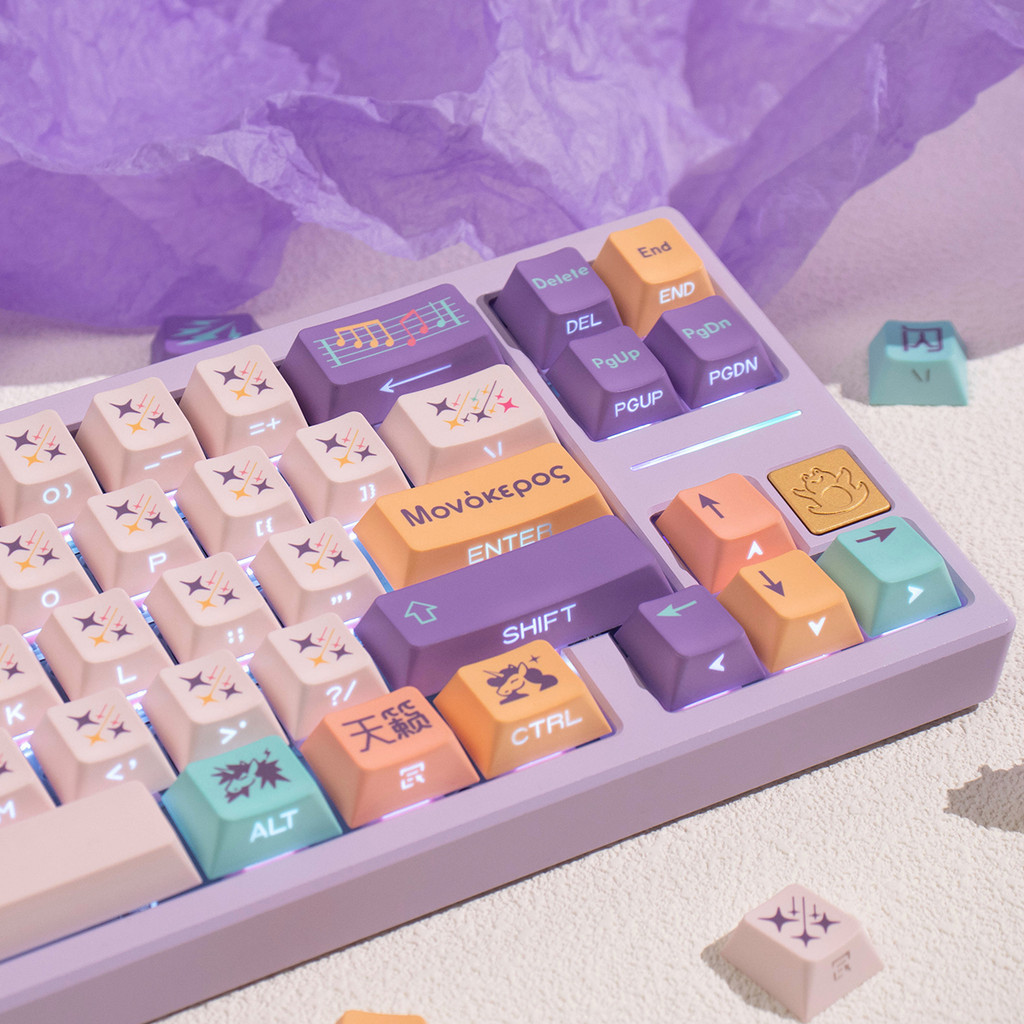 Jual ECHOME Unicorn Keycap Set 130 Keys Custom Cute Purple Keyboard Cap ...