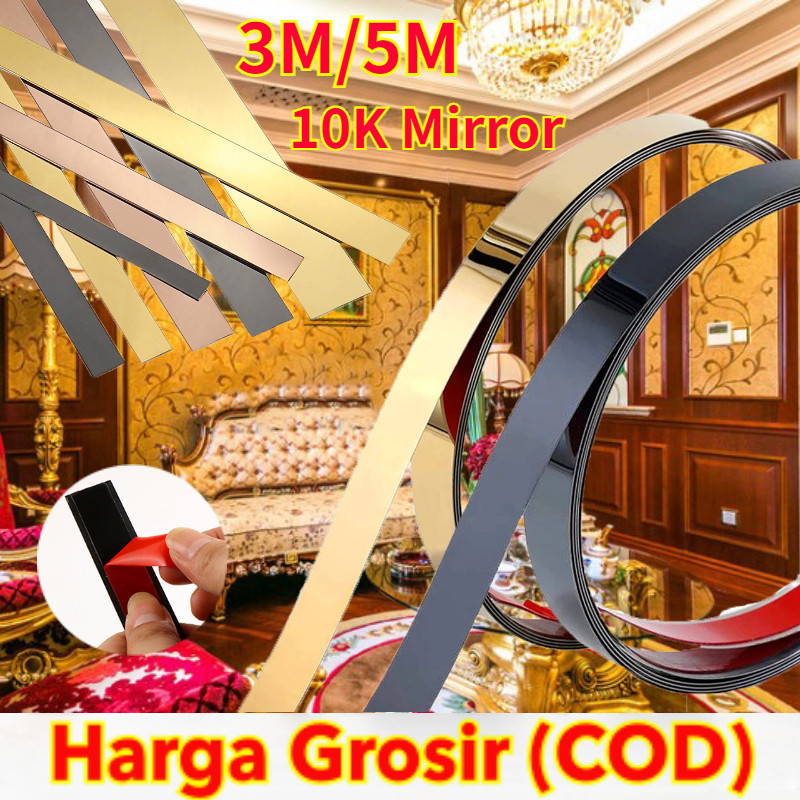 Jual 【Ready】3M/5M List Plat Strip Stiker Gold/ Stainless SS201 Steel ...