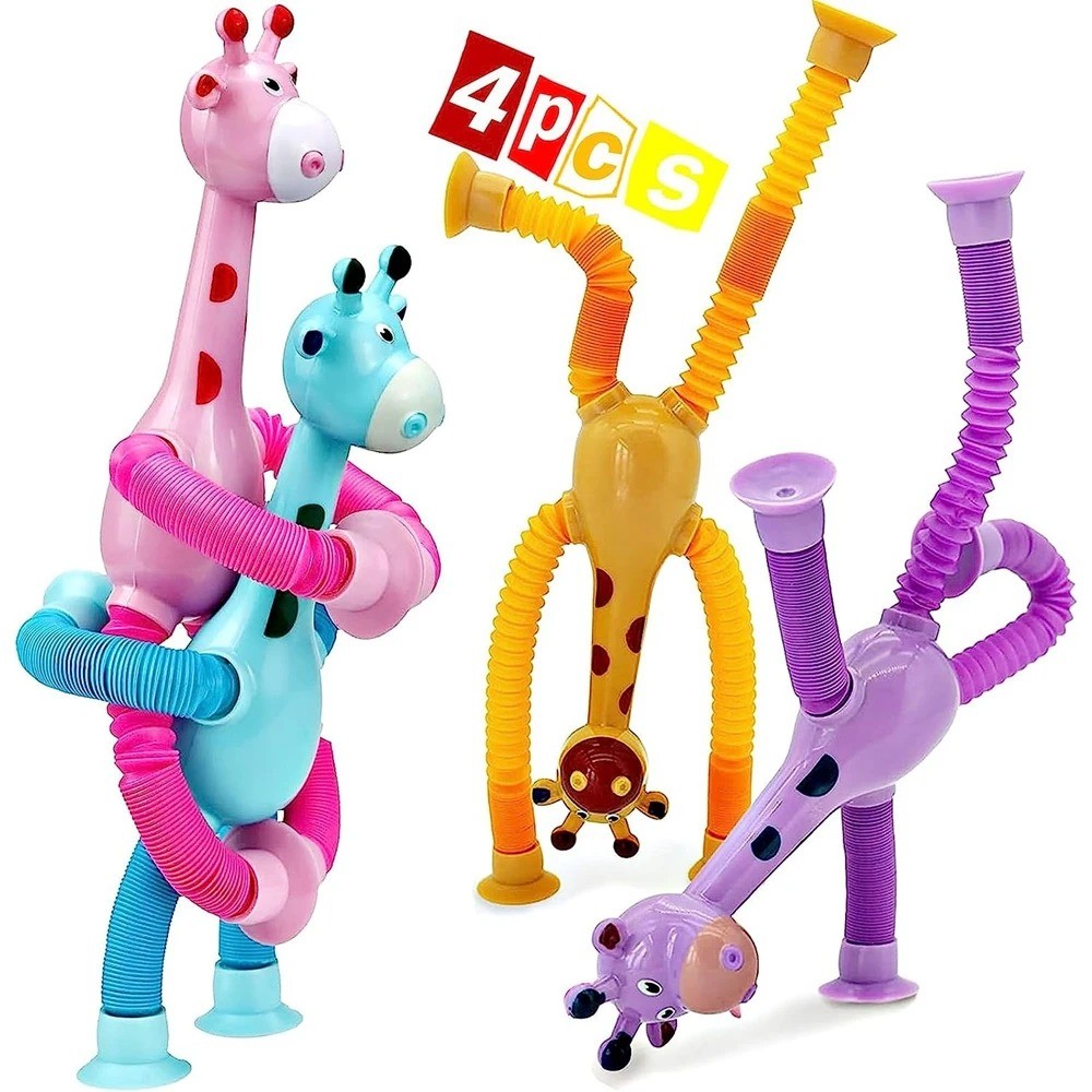 Jual 4 Pack Telescopic Suction Cup Giraffe Toy Sensory Tubes for Boys ...
