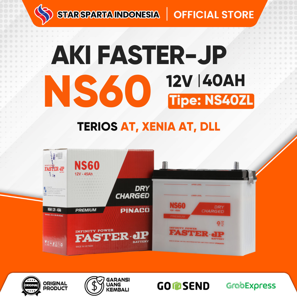 Jual Faster JP - Aki NS60 12V 45Ah untuk Daihatsu Terios AT, Xenia AT. | Shopee Indonesia