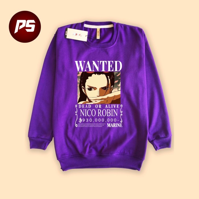 Jual Sweater Nico Robin Wanted Bounty One Piece Straw Hat | Shopee ...
