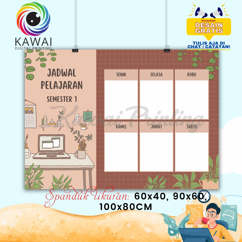 Jual SPANDUK / BANNER Jadwal Pelajaran Coklat Free Desain | Shopee ...