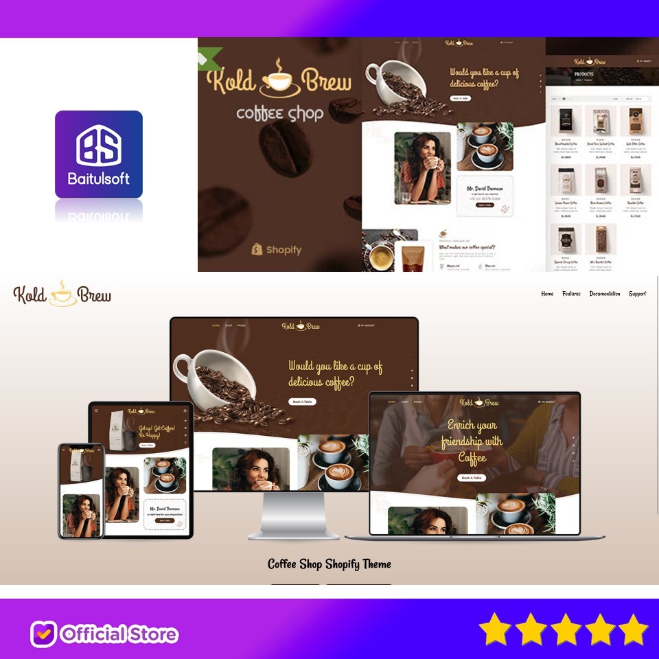 Jual KOLDBREW - BAKERY TEA, COFFEE SHOP SHOPIFY THEME | Shopee Indonesia