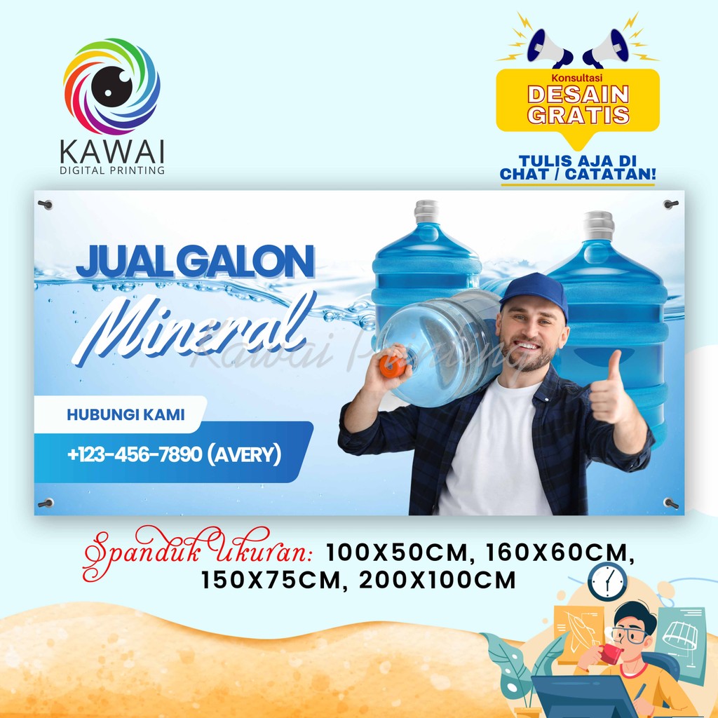 Jual SPANDUK / BANNER Jualan Galon Air Mineral Isi Ulang Free Desain ...
