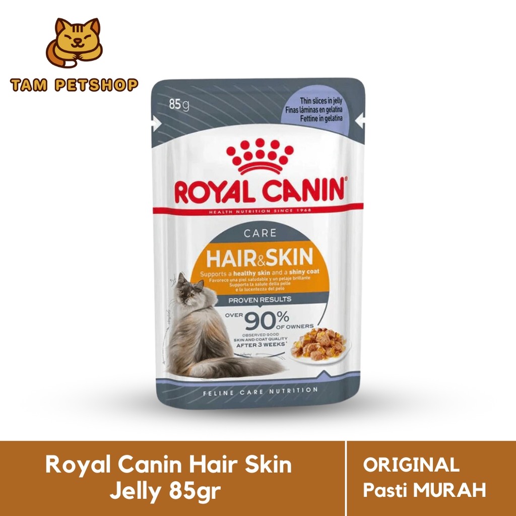 Jual Makanan Kucing Basah Royal Canin Hair and Skin in Jelly 85gr ...