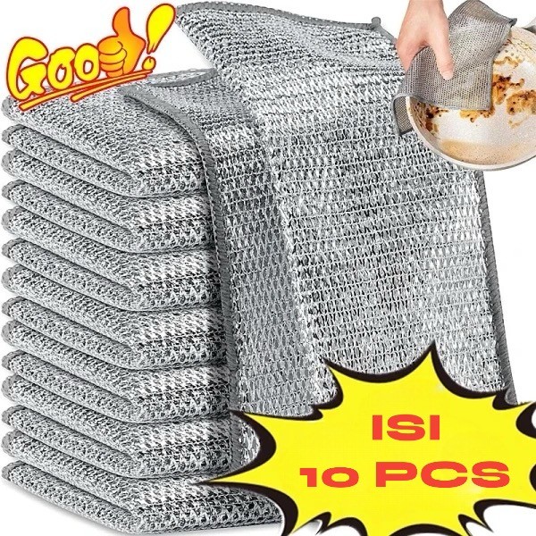 Jual E32 - Isi 10Pcs Kain Lap Dapur Kawat / Kain Kawat Cuci Kerak ...