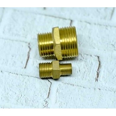 Jual Double Nepel Reduce 1/2" x 1/4" inch Kuningan Drat MALE | Shopee Indonesia