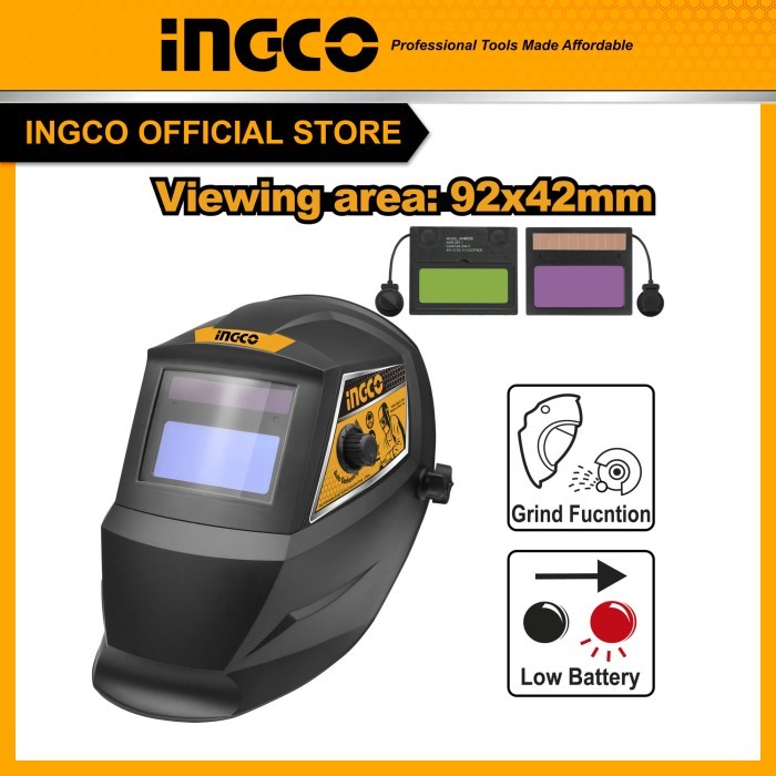 Jual HELM KEDOK LAS OTOMATIS WELDING AUTO DARK FULL FACE MASK INGCO ...