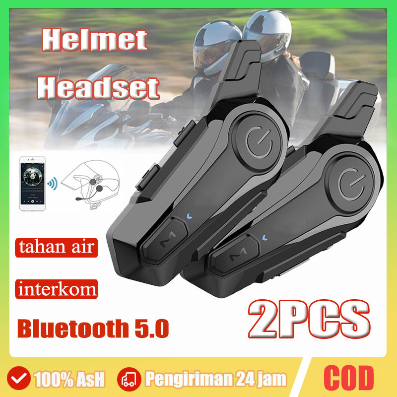 Jual 【Stok Siap】2PCS E1 Intercom helm Bluetooth 5.0 FM Radio intercom ...