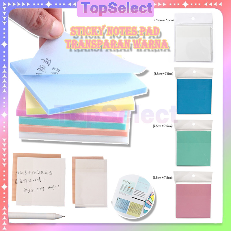 Jual Sticky Notes 7.5*7.5cm /Sticky Note Transparan Tahan Air Kantor ...
