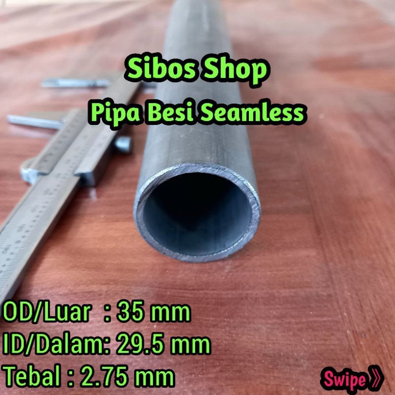 Jual Pipa Besi Seamless OD 35mm ID 29.5mm Tebal 2.75mm panjang 20cm ...