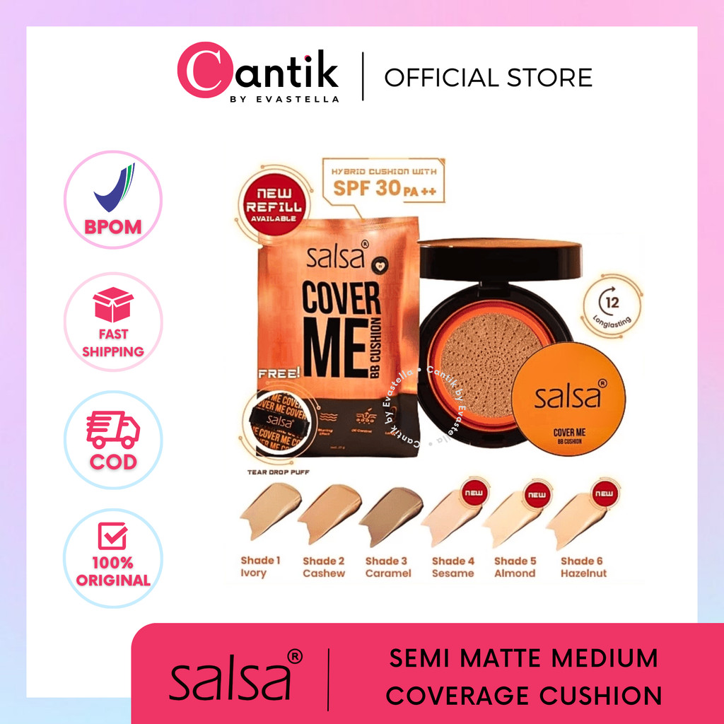 Jual CANTIK - SALSA Cover Me BB Cushion - Semi Matte with Red Algae ...