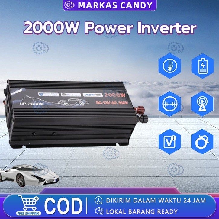 Jual Power Inverter 1000W 2000W 12V DC to AC 220V 500Watt 200Watt Free ...