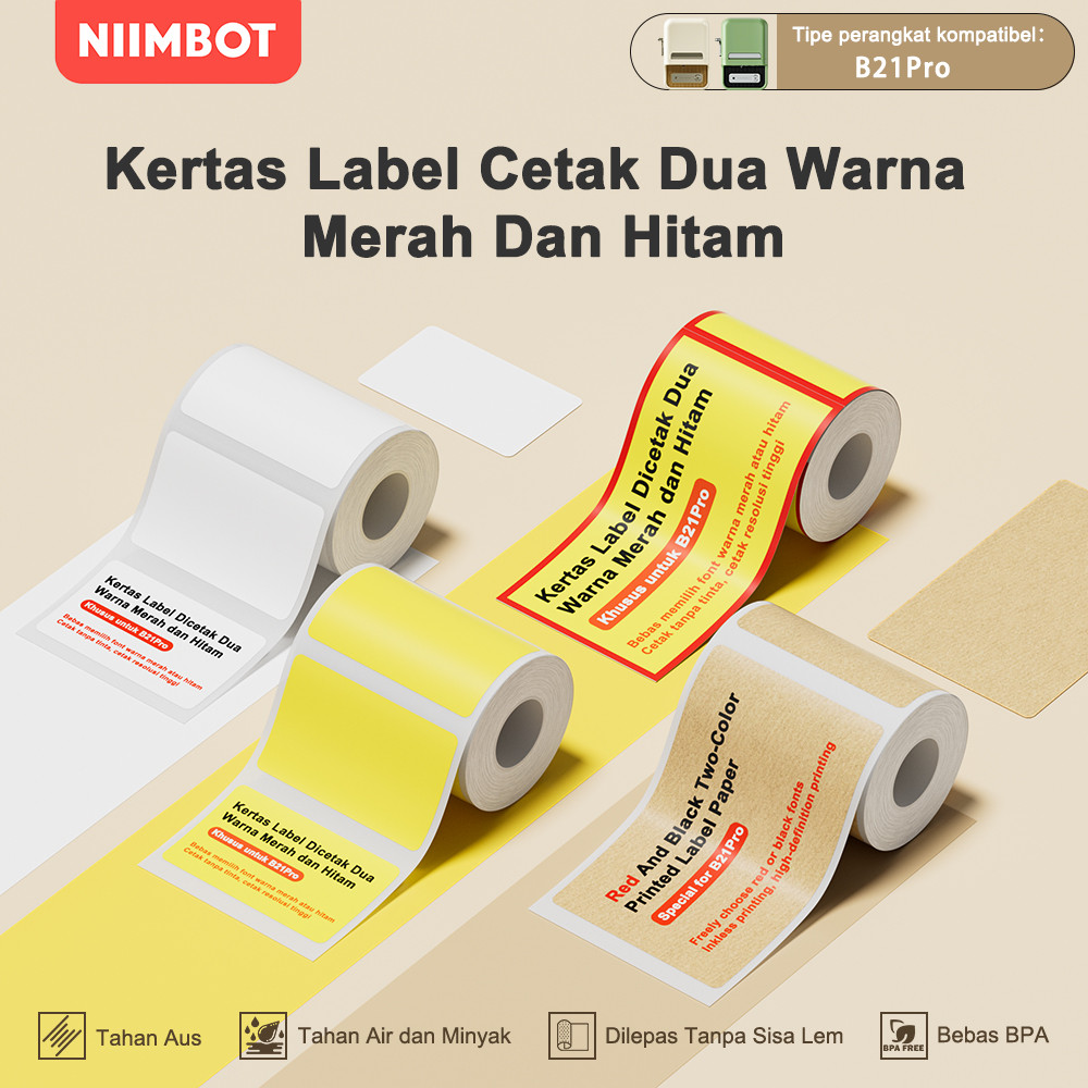 Jual NIIMBOT B21PRO Label Harga 2 Warna Merah-Hitam- Stiker Tahan ...