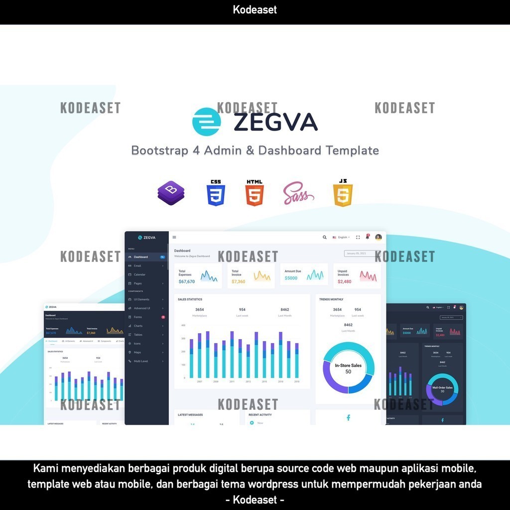 Jual WEB TEMPLATE ZEGVA - BOOTSTRAP 4 ADMIN & DASHBOARD TEMPLATE D2162 KODEASET | Shopee Indonesia
