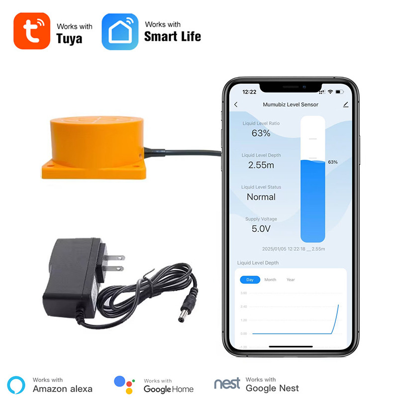 Jual Tuya Smart WiFi Ultrasonic Liquid Level Water Tank Monitor Sensor ...