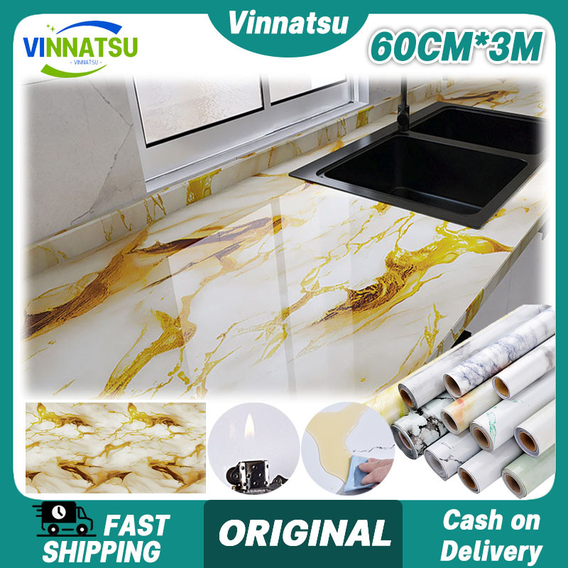Jual Vinnatsu Wallpaper Marmer Tebal Tahan Panas Wallpaper Dinding ...