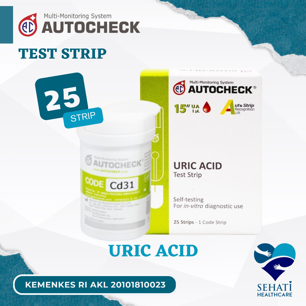 Jual Autocheck Uric Acid Asam Urat Isi 25 Strip Refill Stick Stik Cek ...