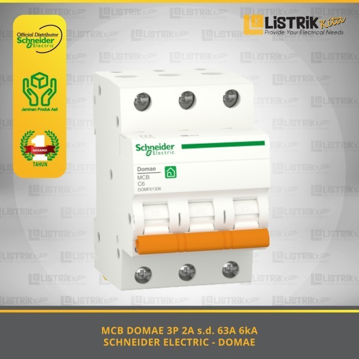 Jual MCB SCHNEIDER ELECTRIC DOMAE 3P 6A s.d. 63A 6kA Kurva C - DOMF013** | Shopee Indonesia
