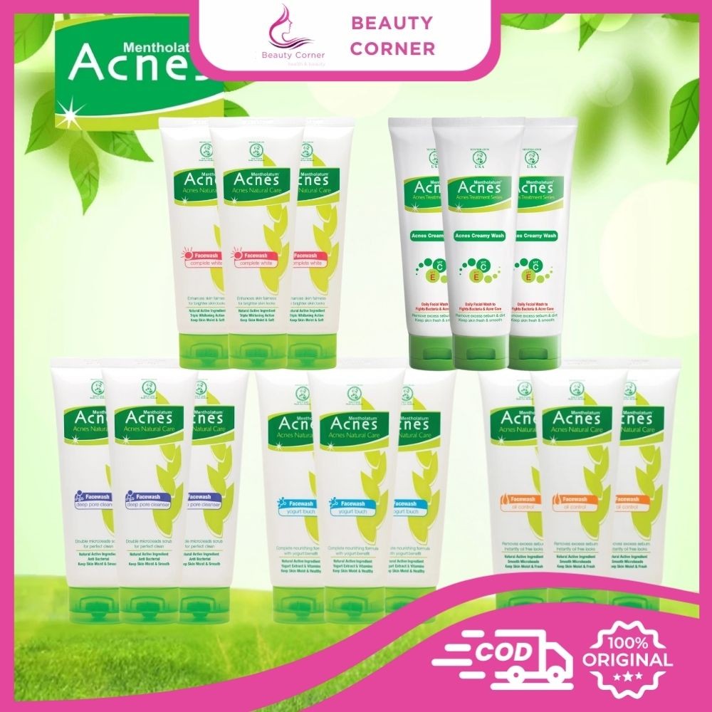 Jual [TRIPLE PACK] Acnes Natural Care Facial Wash | Creamy Wash ...
