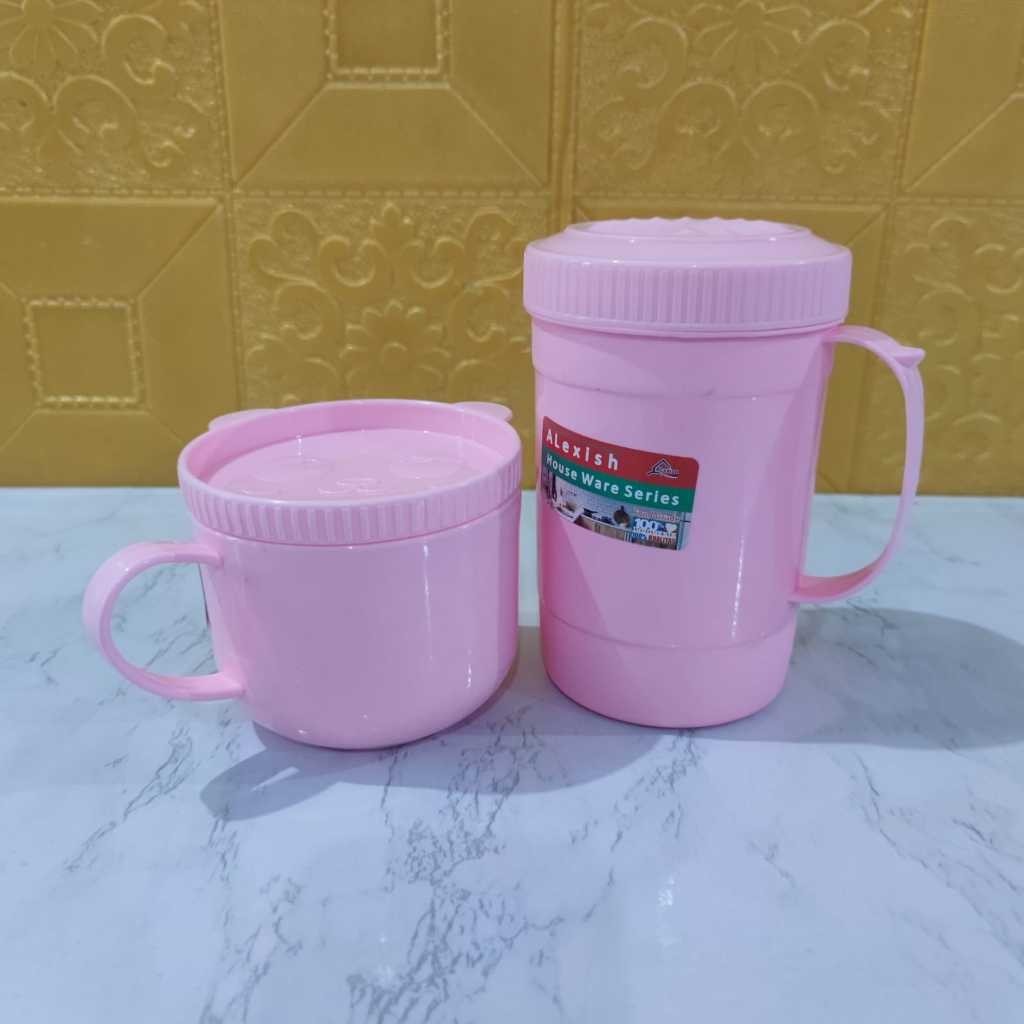 Jual Mug Plastik + Tutup / Gelas Minum / Gelas Cantik+MUG TUTUP JUMBO ...