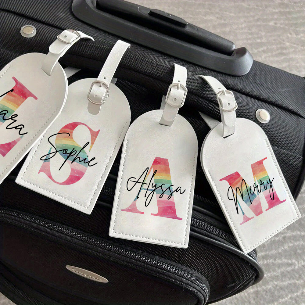 Jual Personalised Rainbow Letter with Name Monogram Luggage Tag PU ...