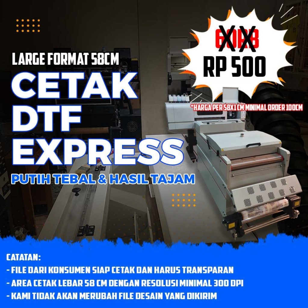 Jual Print DTF Meteran Siap Press Sablon Setrika Custom Jasa Cetak Print Sablon DTF 58 x 1 cm ...