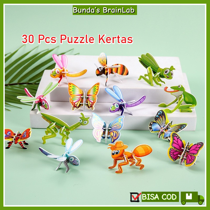 Jual 30 Pcs Puzzle Kertas 3d Diy Menyenangkan Puzzle/Puzzle Motif Hewan ...