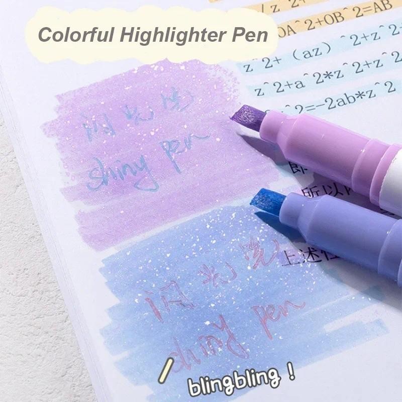 Jual 4 Colors Highlighter Pens Glitter Highlighter Markers Kawaii ...