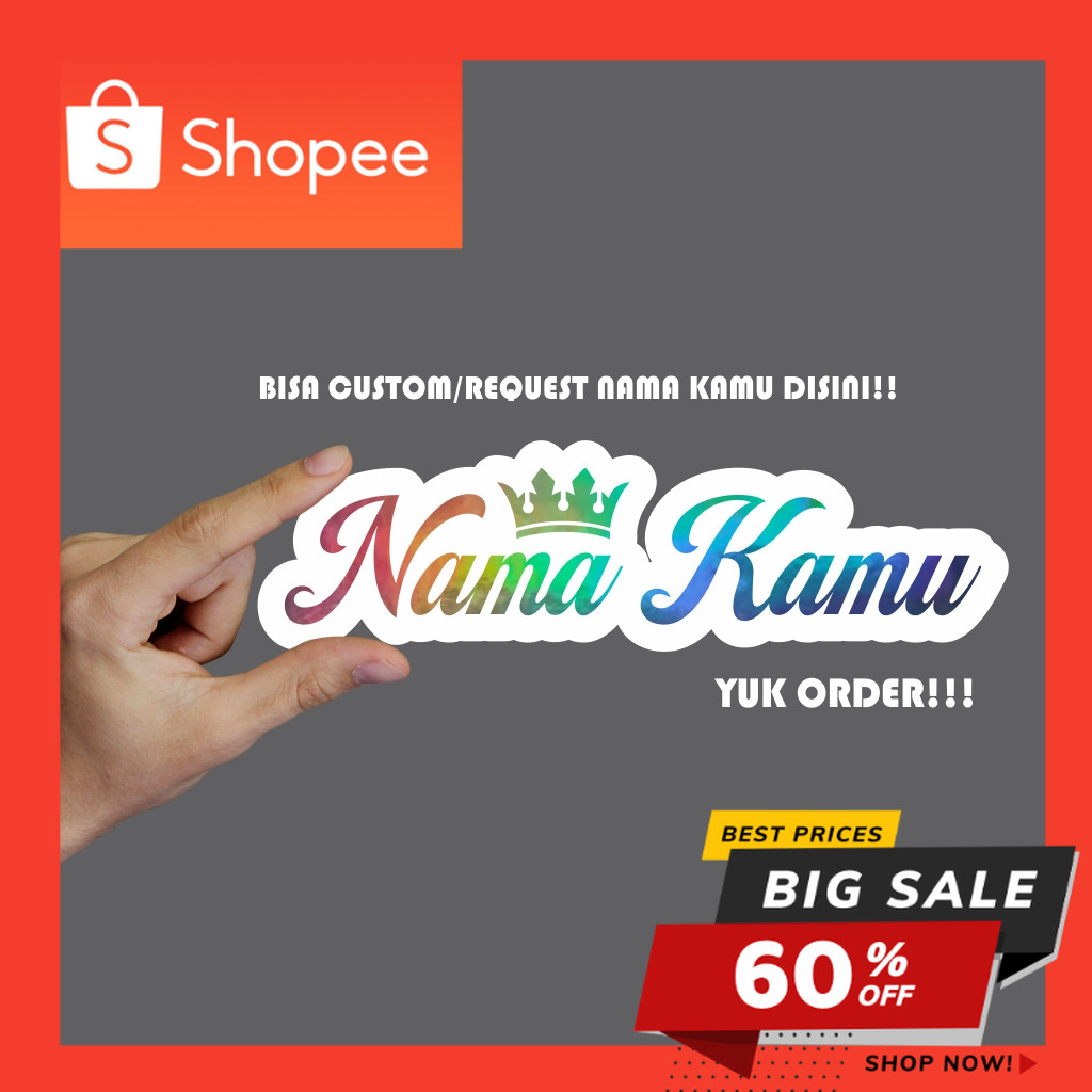 Jual Stiker Custom Request Nama Sendiri Sticker Nama Stiker Nama ...