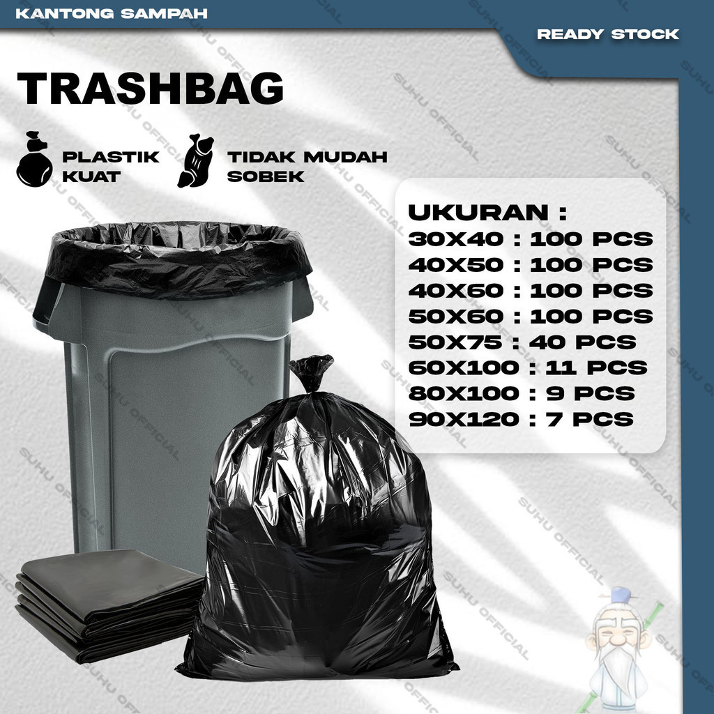 Jual Kantong Plastik Sampah Besar TRASH BAG Hitam Ukuran 30X40 40X60 50X60 50X75 60X100 80X100 ...