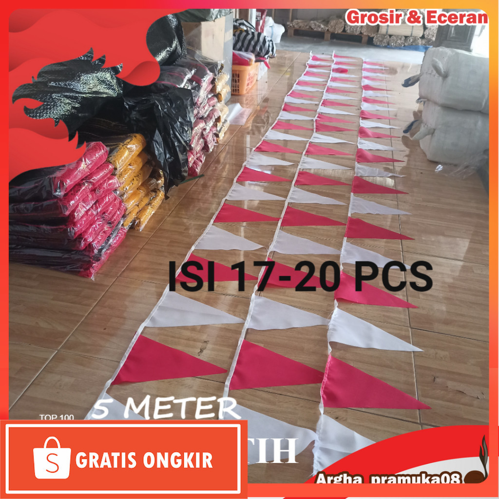 Jual 79 tahun / 150 pcs Bendera Segitiga Bendera Hias Bunting Flag Merah putih/Warna Warni ...