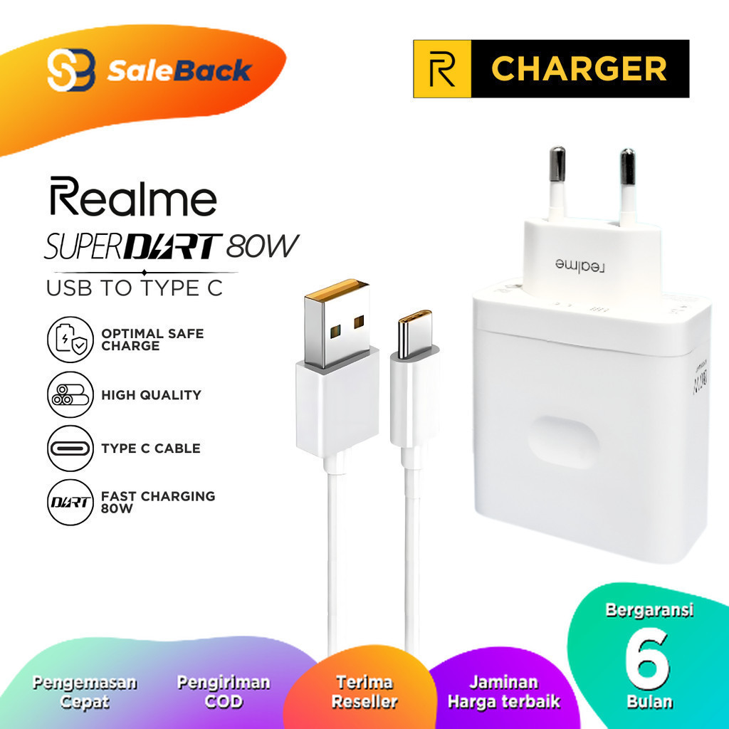Jual Realme Charger 80W Super Dart Type C Fast Charging Original 100% ...