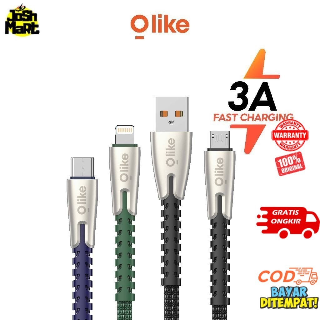 Jual OLIKE Kabel Data D402 Zinc Alloy Flat Braided Cable Fast Charging ...