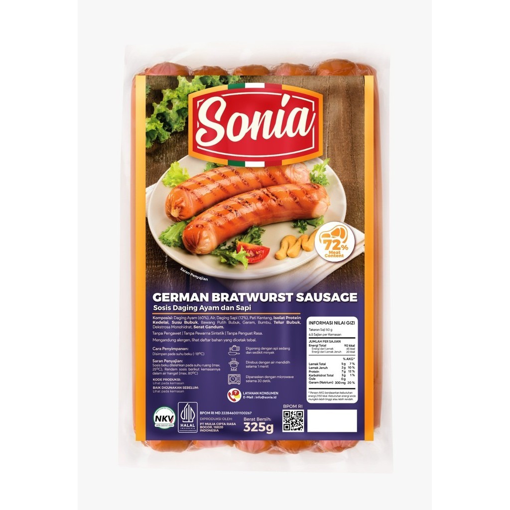 Jual Sonia German Bratwurst Sausage 325Gr | Shopee Indonesia