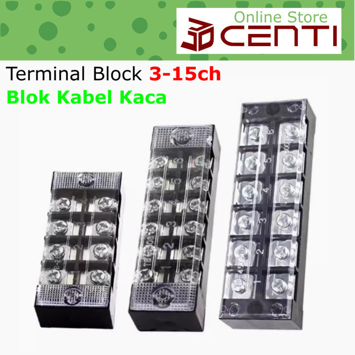 Jual TB 15A 660V Terminal Block Kaca Cooper Blok Kabel Panel Mounted 3 4 5 6 8 10 12 15 Pole ...