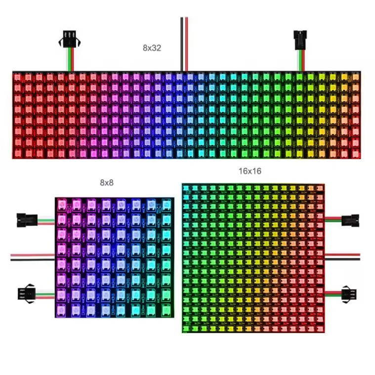 Jual WS2812B 8x8 8x32 16x16 Matrix 5V Flexible Panel Light LED RGB ...