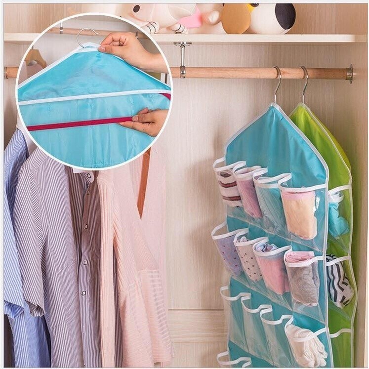 Jual Storage Gantung 16 Kantong Hanger Organizer Sebaguna Pouch Korean ...