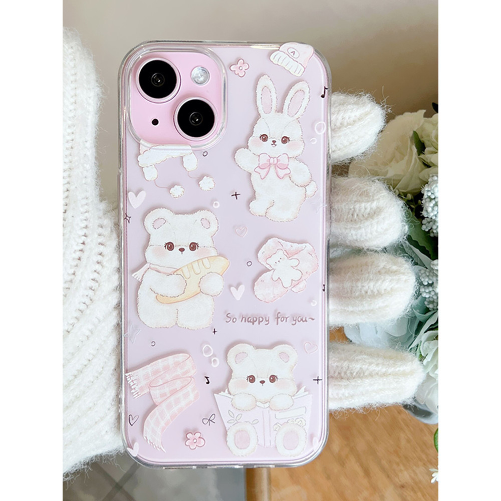 Jual Beruang kecil makan roti aesthetic transparan soft case Samsung A07 A17 5G a16 a06 a55 a15 ...