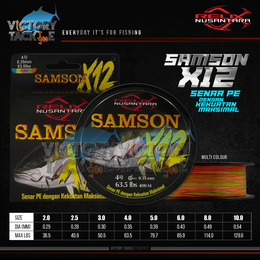 Jual EXTRA BONUS | RELIX NUSANTARA SAMSON X12 MULTICOLOUR 400 METER | SENAR PANCING | BENANG PE ...