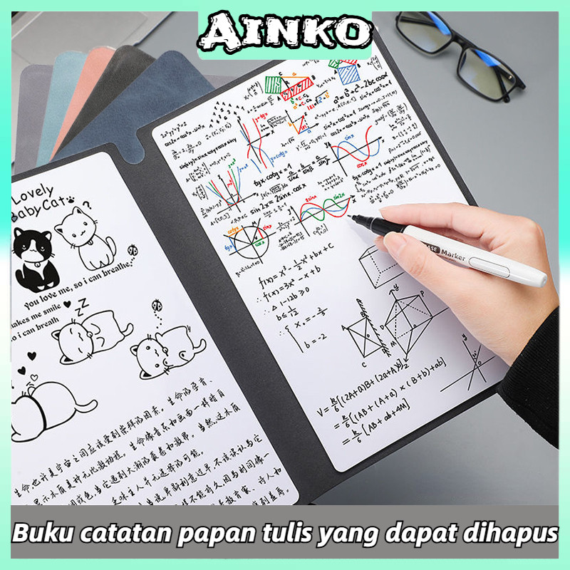 Jual Papan Tulis Portable A5 Whiteboard Notebook PU Leather with Pen ...