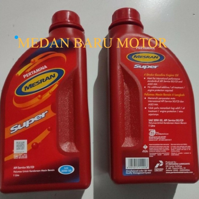 Jual OLi Mesran Super 1L SAE 20W-50 1Liter Oli Mesin 1 Liter Original ...