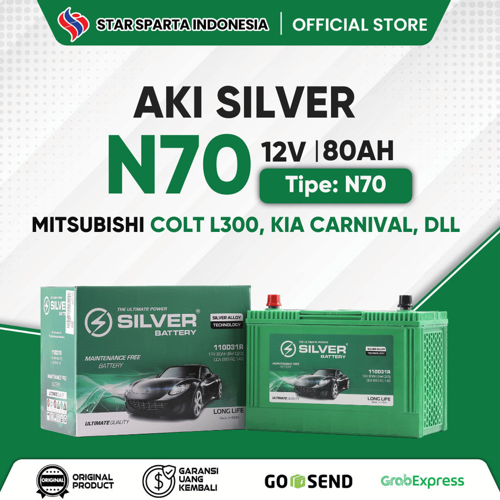 Jual Silver - Aki N70L 12V 80Ah untuk Mitsubishi Colt L300, KIA ...
