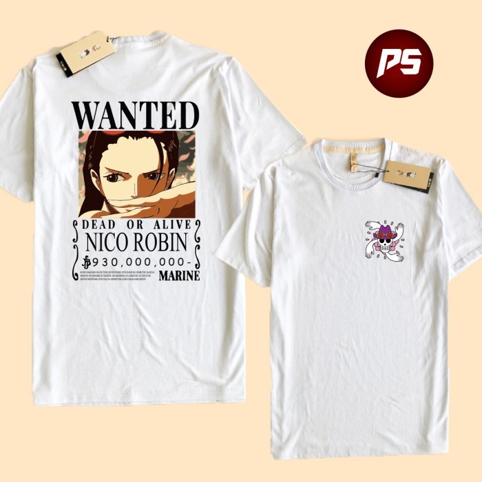 Jual Kaos Baju Nico Robin Wanted Bounty One Piece Straw Hat db | Shopee ...