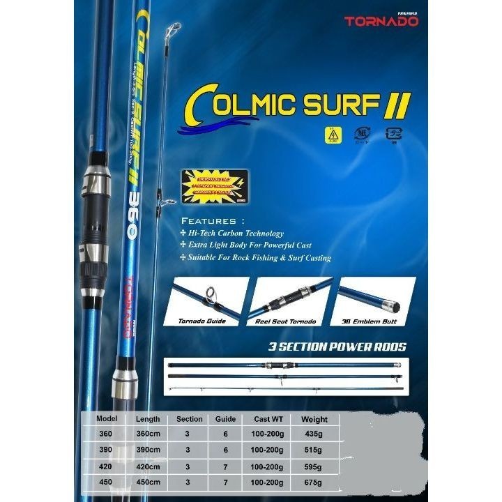 Jual Joran Teleskopik Pasiran Pinggiran Tornado Colmic Surf II - Ogawa Mesuji Surf Full Fuji ...
